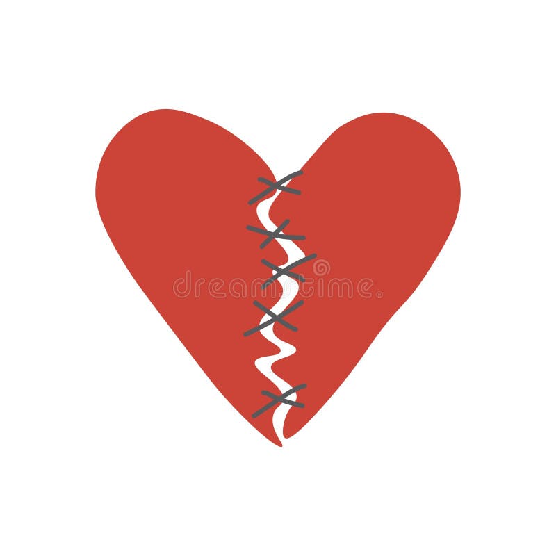 Two Halves Sewn with Black Threads. Reconciliation Concept Stock Vector ...