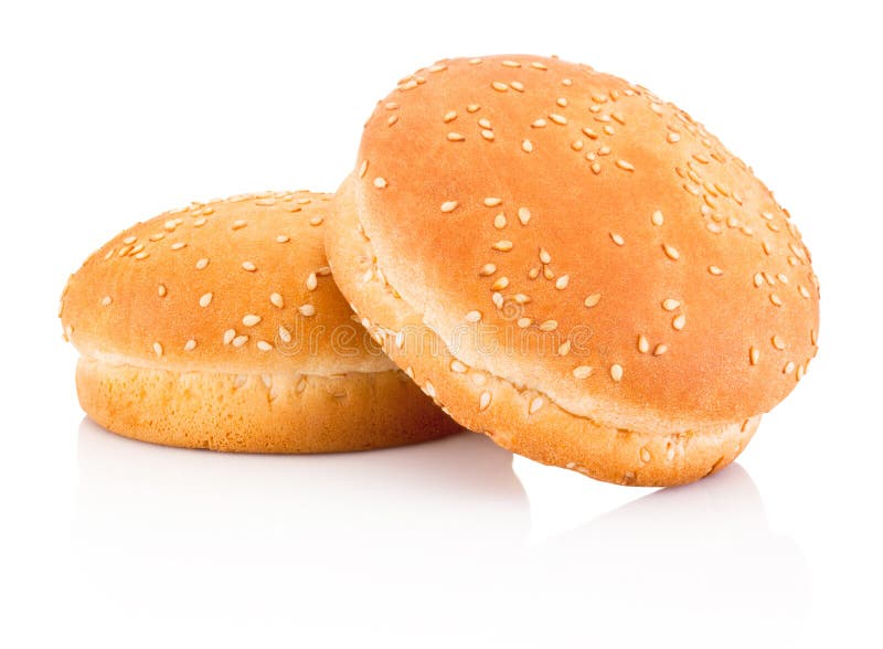 Two Hamburger Buns With Sesame Isolated On White Background Stock Photo ...