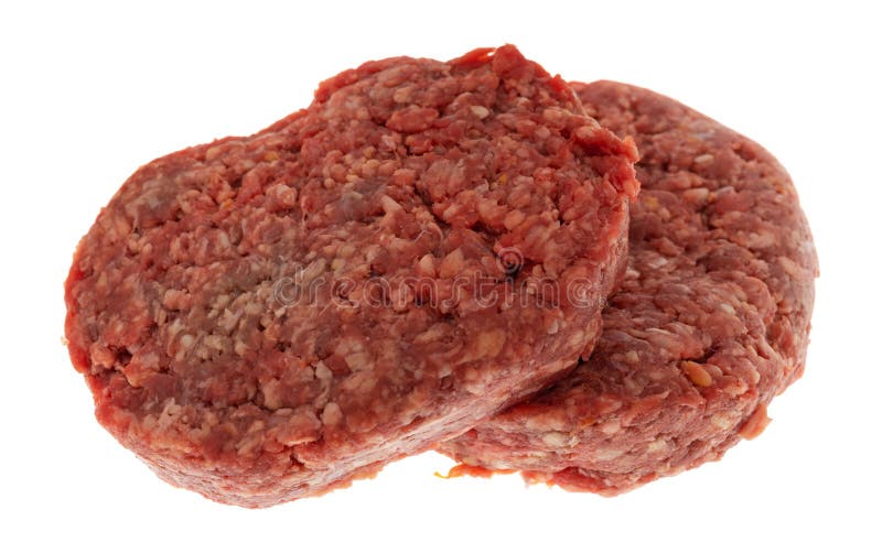 Two Hamburger Patties Side View Isolated on a White Background Stock ...