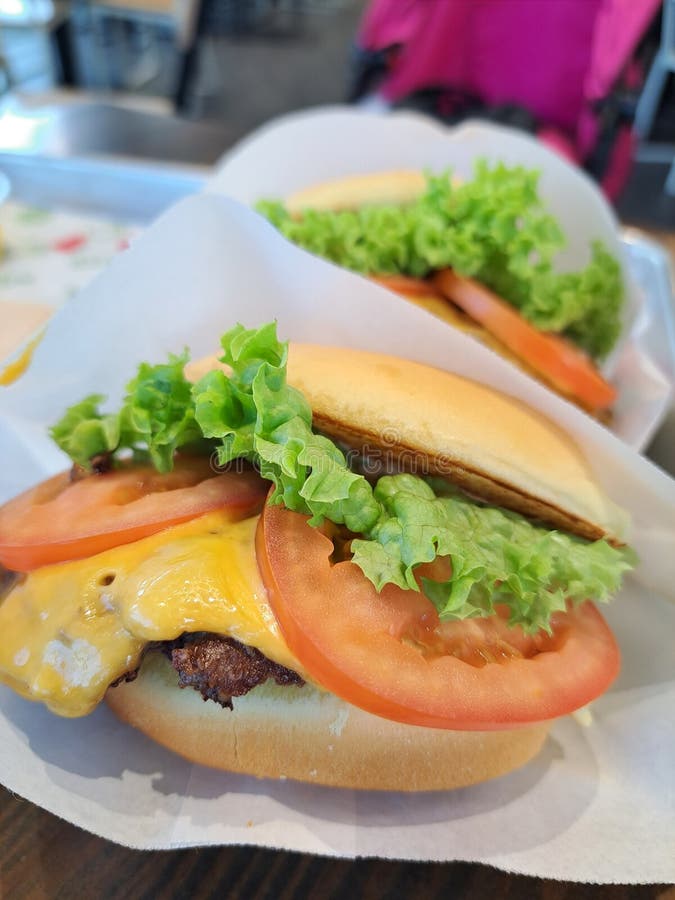 Two Hamburgers Menu at the Shake and Shack Stock Image - Image of ...