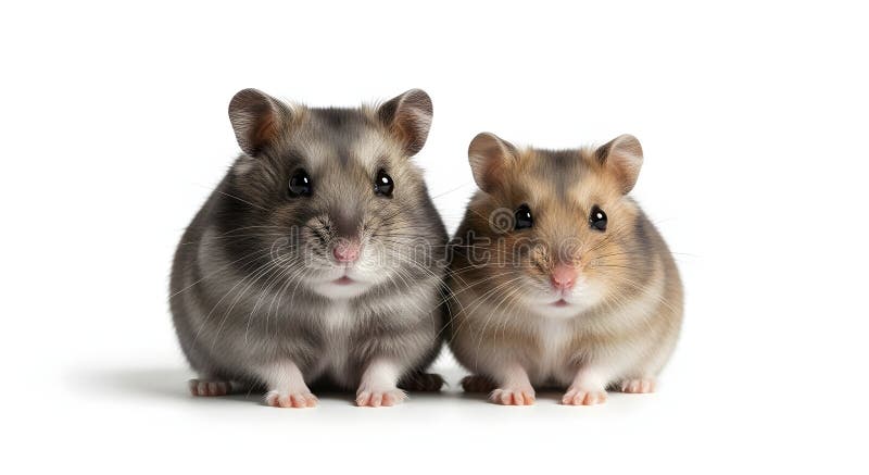 Two Hamsters Sitting on a White Background, Ai Generated Stock ...