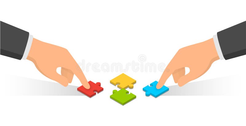 Two Hand Connecting Puzzle Elements. Partnership Concept Stock Vector ...
