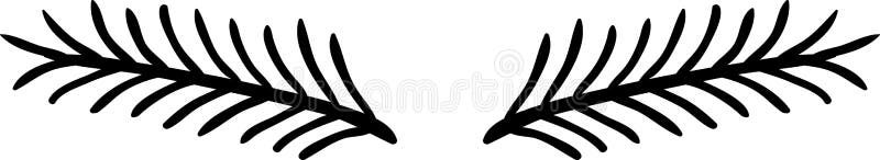 Two Hand Drawn Branches with Thin Leaves are Creating a Symmetrical ...