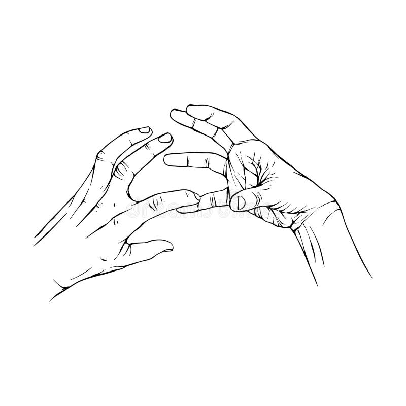 Two Hand Drawn Gesture Sketch Vector Illustration Line Art Stock Vector ...