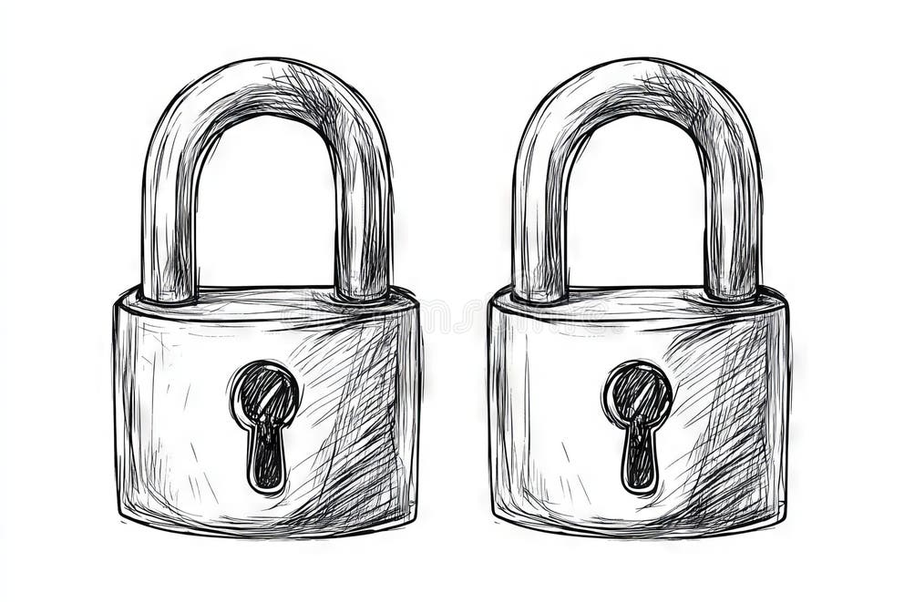 Two Hand-drawn Sketch Style Options for a Doodle Lock Stock Photo ...