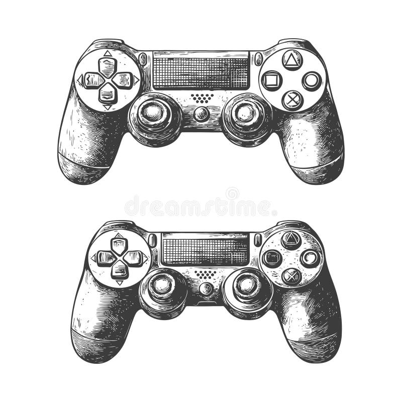 Hand-drawn Sketch of a Classic Gamepad Controller, Gaming Device, Video ...