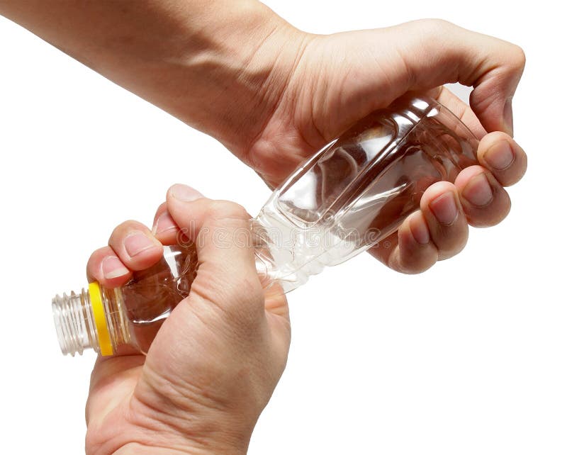 Two Hand Grab and Twist Plastic Bottle Stock Photo - Image of bottle ...