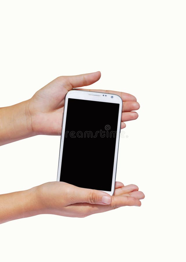 Hand Hold Phone with Back Hand Isolated Stock Photo - Image of ...