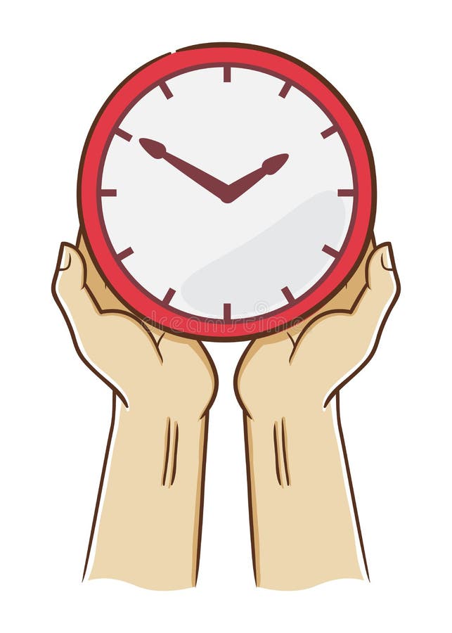 Two Hand Holding a Clock stock vector. Illustration of bringing - 89634643