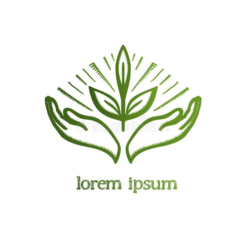 Plant in Hand Logo Concept with Hand Holding Sprout Stock Vector ...