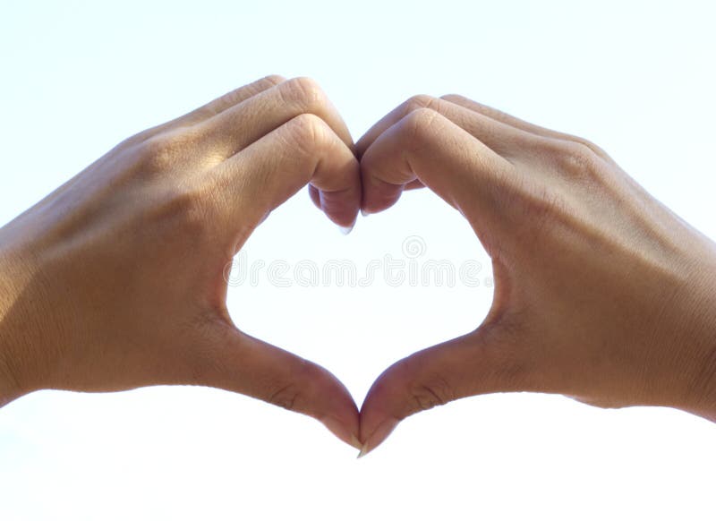 Two hand make heart on sky stock image. Image of hand - 36692743