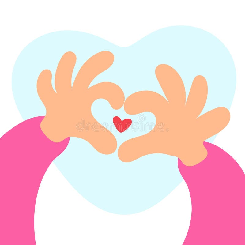 Two Hand Making Heart Sign Gesture with a Little Red Heart in the ...