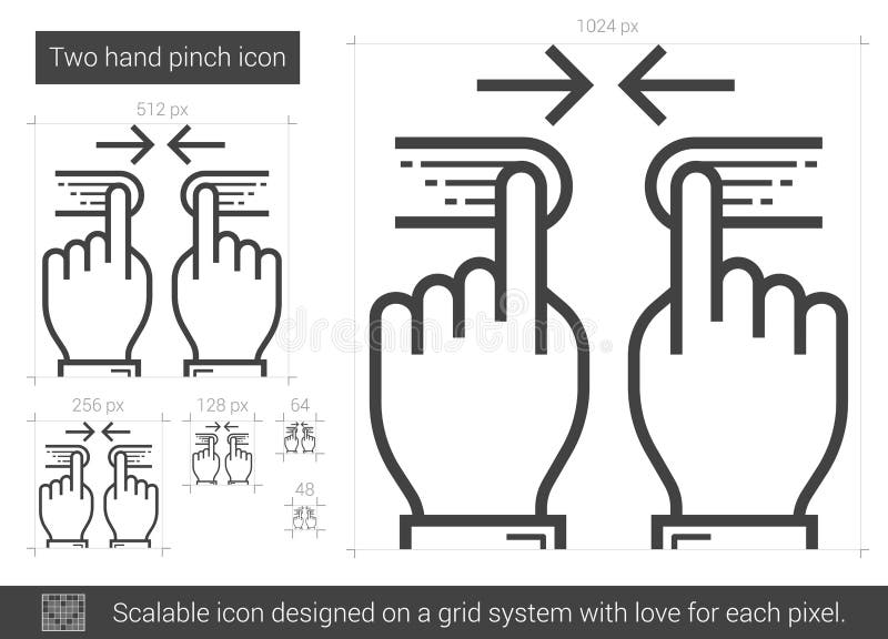 Two hand pinch line icon. stock vector. Illustration of multitouch ...