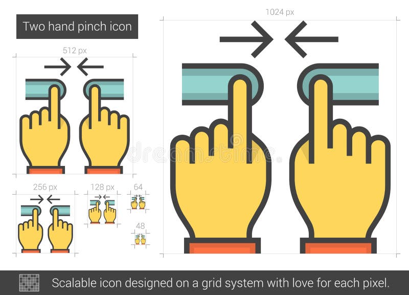 Two hand pinch line icon. stock vector. Illustration of hold - 85924496