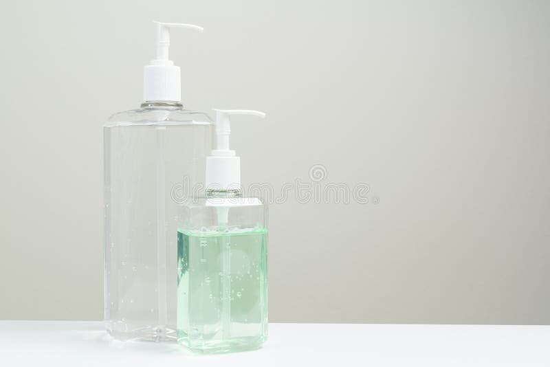 Two Hand Sanitizer in Plastic Bottle on White Background Stock Image ...