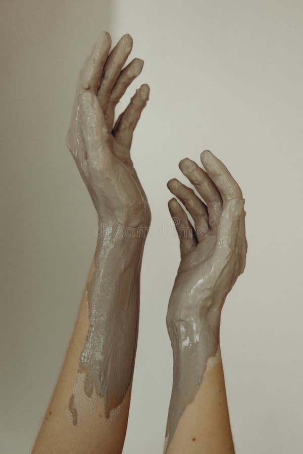 Hand Sculptures Covered in White Clay Stock Photo - Image of rejuvenate ...