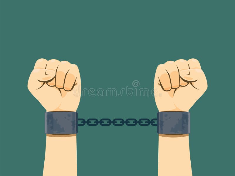 Two Hand are Tied with Iron Chain. Isolated Vector Illustration Stock ...