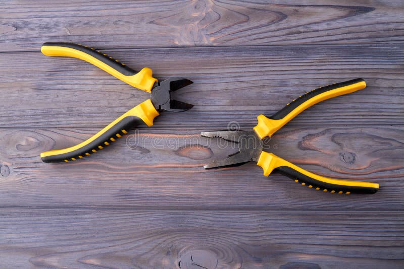 Two Hand Tools Pliers with Rubber Handles. Stock Image - Image of ...