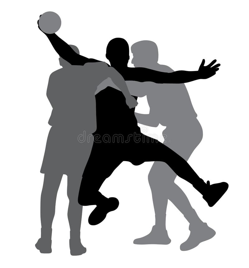 Handball Player Jumping with Ball Stock Illustration - Illustration of ...