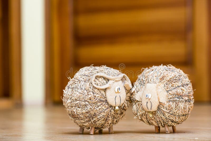 Two Handmade Straw Toy Sheep Stock Image - Image of craft, decorative ...