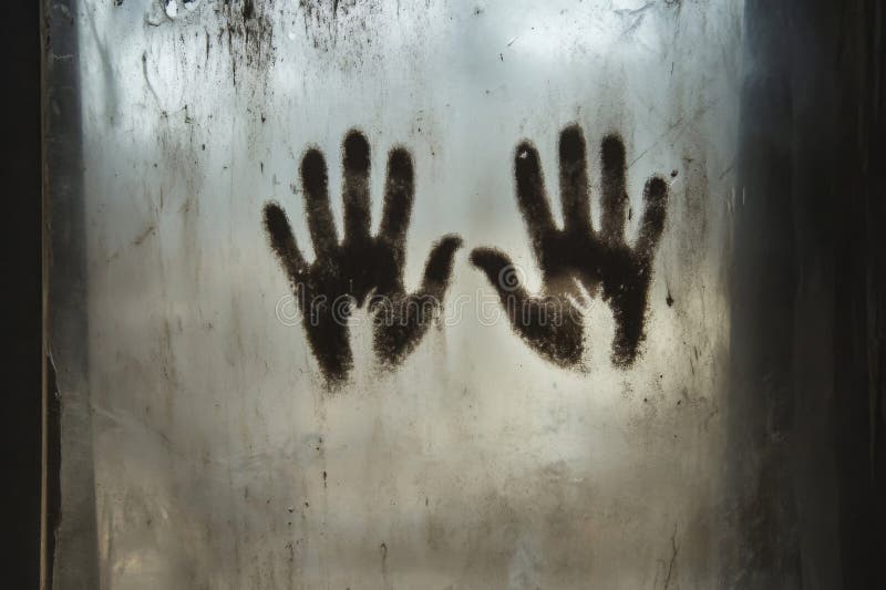 Two Handprints on a Dusty Glass Window Stock Illustration ...
