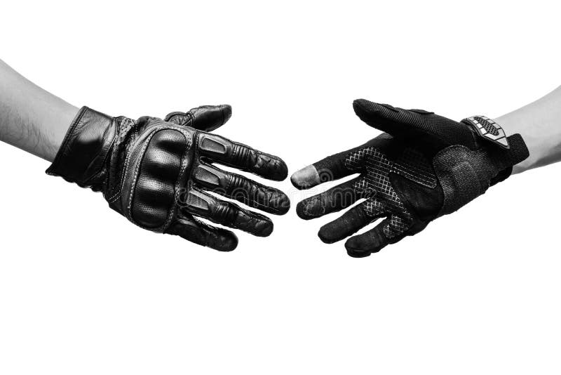 Two Hands Biker Meet in Hand Shake Stock Image - Image of glove ...