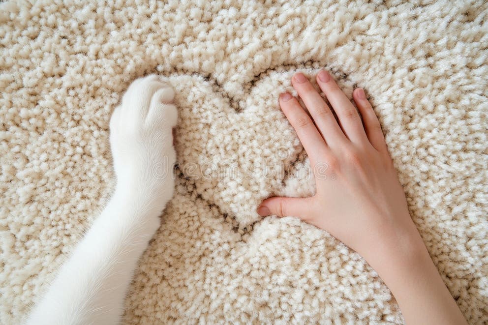 Two Hands and a Cat S Paw Forming a Heart. Stock Photo - Image of ...