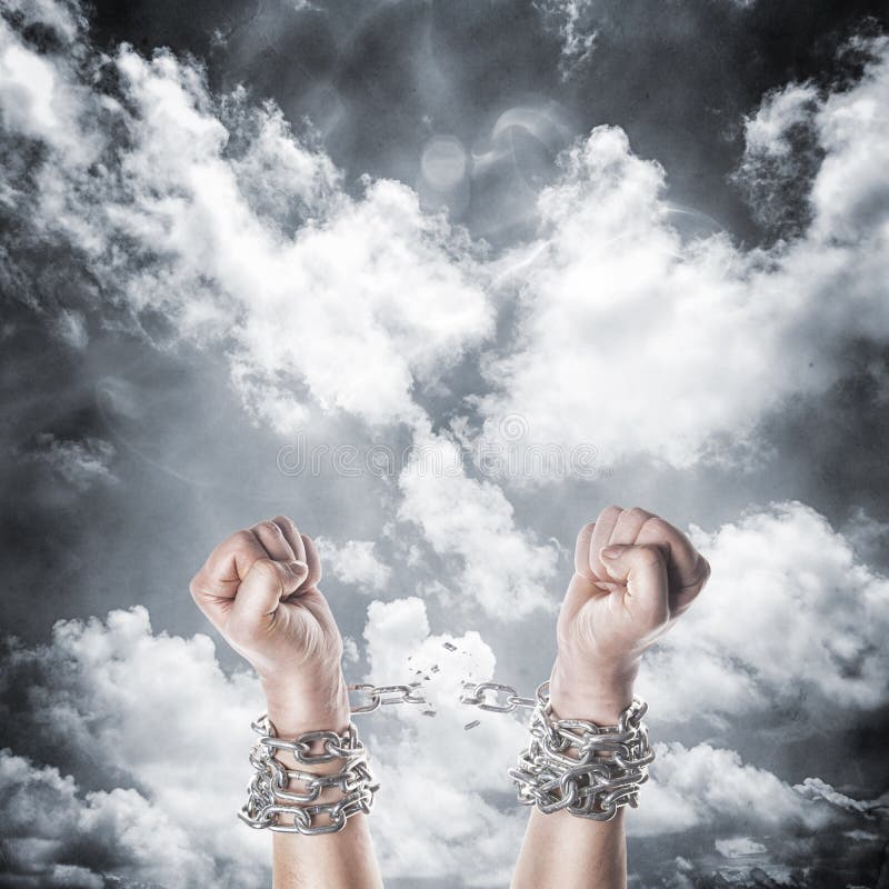 Two hands in chains stock photo. Image of capture, break - 69141912