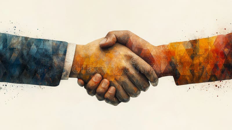 Two Hands Clasp in Handshake, Symbolizing Partnership and Agreement ...