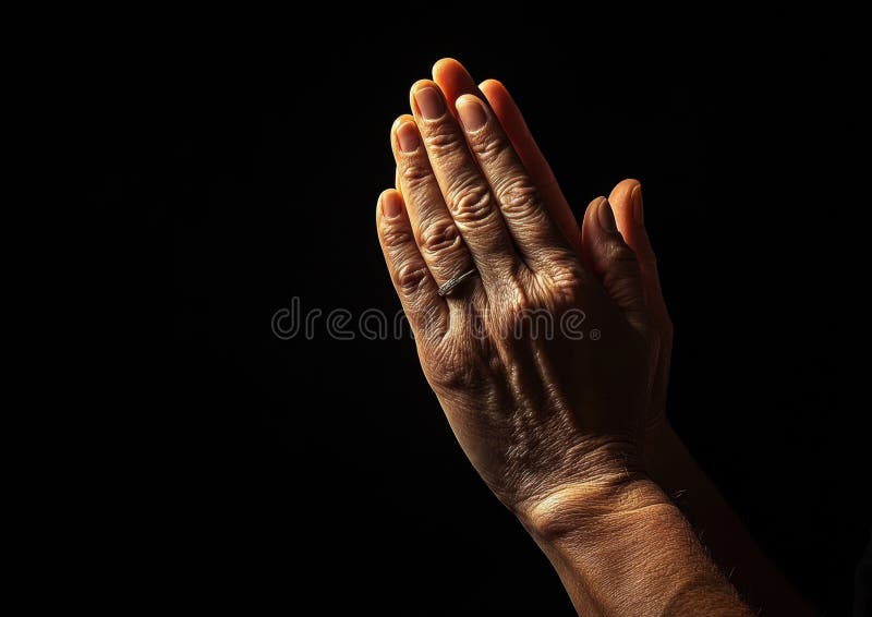 Hands in a Prayer Position Against a Dark Background, Showcasing the ...