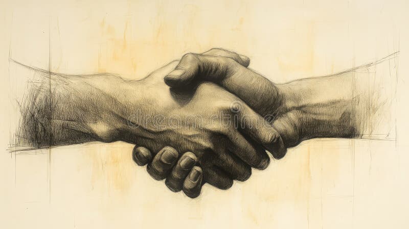 Two Hands Clasping in a Handshake, Symbolizing Unity and Agreement ...