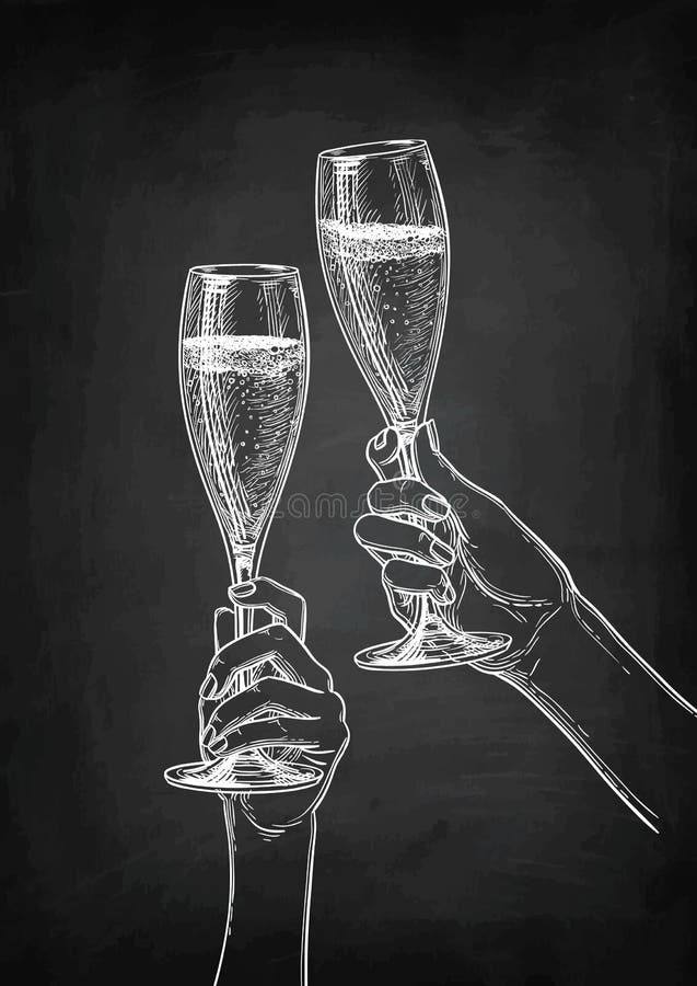 Two Hands Clinking Glasses Of Wine Stock Vector Illustration Of
