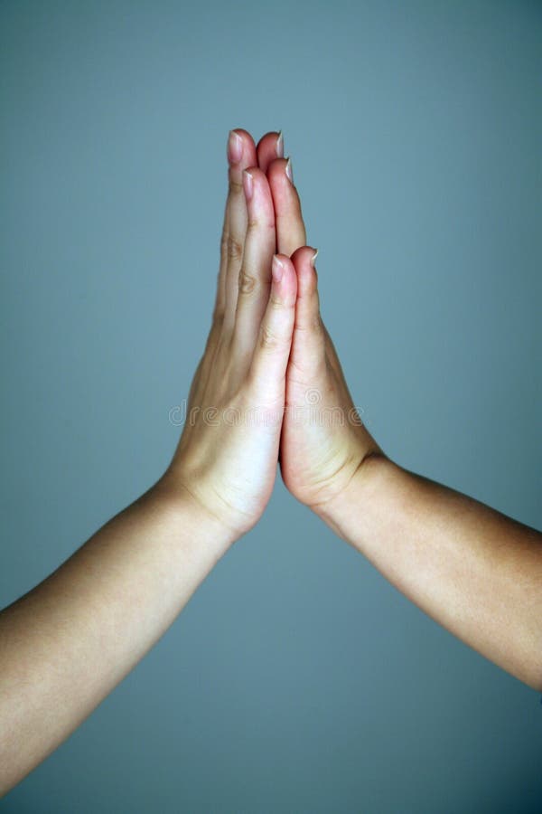 Two hands coming together stock image. Image of prayer - 6849097