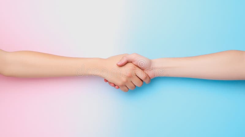 Two Hands Coming Together in a Firm Grasp Against a Soft Gradient ...