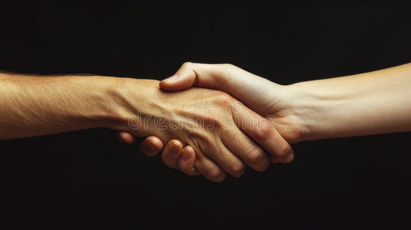 Two Hands Coming Together in a Firm Handshake Symbolizing Trust and ...