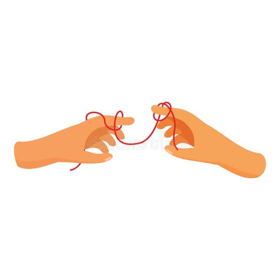 Two Hands Connecting with Red String on White Background Stock Vector ...
