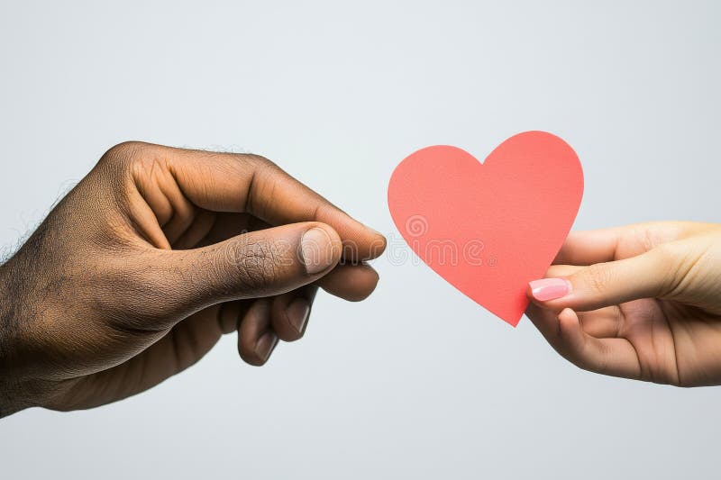 Two Hands Cupping a Heart. a Duo Holding a Red Love Shape Stock Image ...