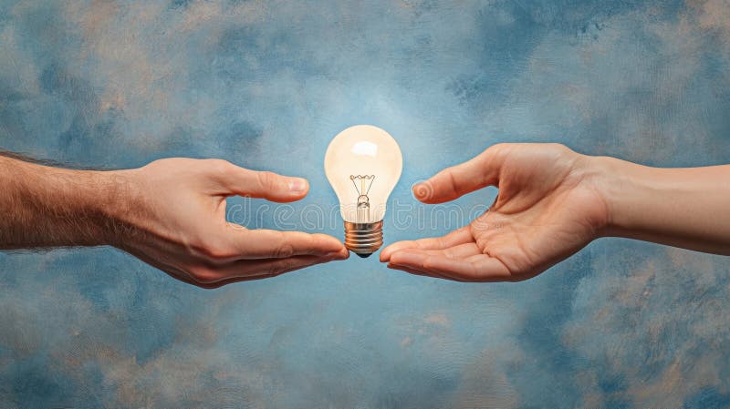 Sharing Bright Ideas Glowing Light Bulb Hands Stock Photos - Free ...