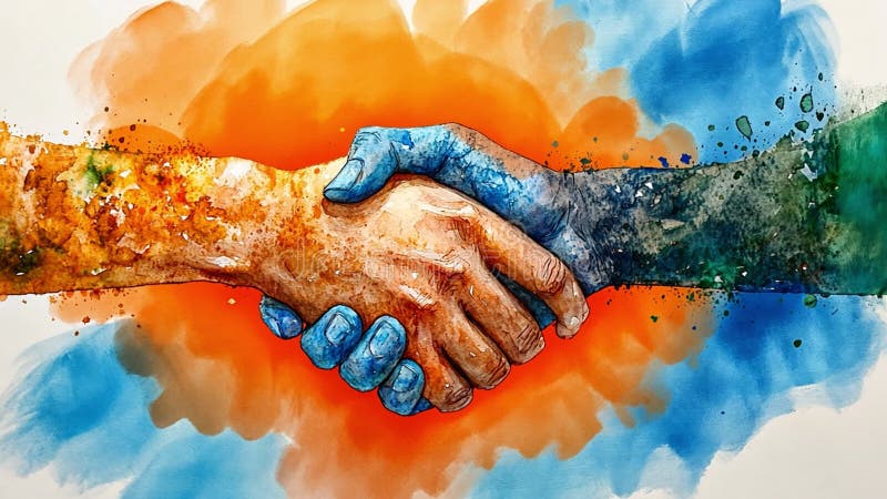 Diverse Hands Shaking in a Colorful Abstract Background Symbolizing ...