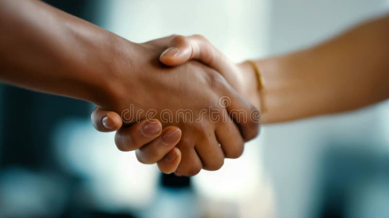 Close-up of Two Diverse Hands Shaking in a Professional Setting ...