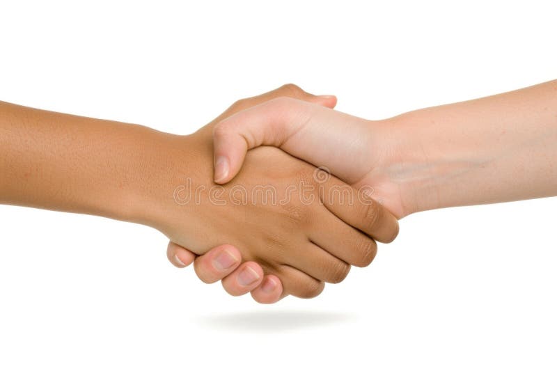 Two Hands of Different Skin Tones Clasp Together in a Handshake ...