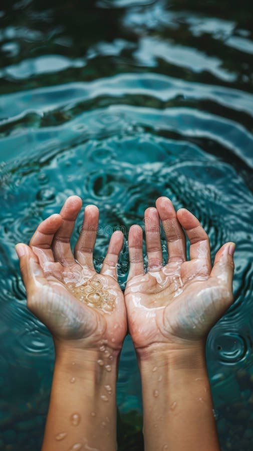 Two Hands Dipped in Clean Water Stock Illustration - Illustration of ...