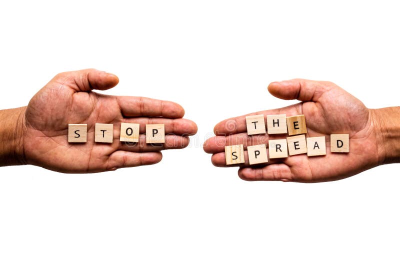 Two Hands Display the Message `STOP the SPREAD`. Stock Photo - Image of ...
