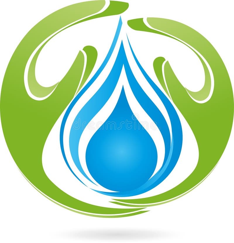 Hand and Three Water Drops, Wellness and Water Logo Stock Vector ...