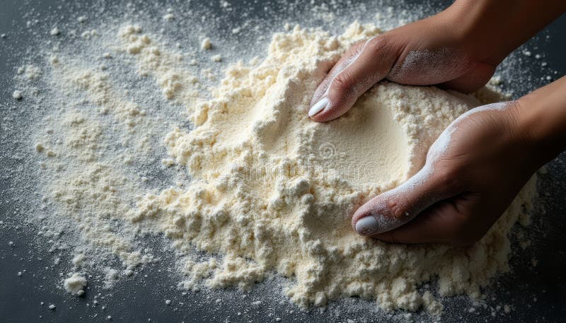 Hands Kneading Flour on a Dark Surface Stock Image - Image of kitchen ...