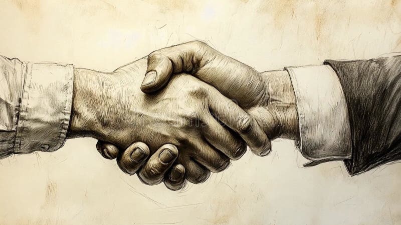 Two Hands Engaging in a Handshake, Symbolizing Agreement, Cooperation ...
