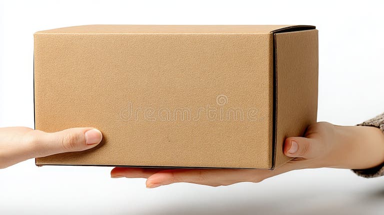Generative AI Closeup of Two Hands Exchanging a Plain Cardboard ...