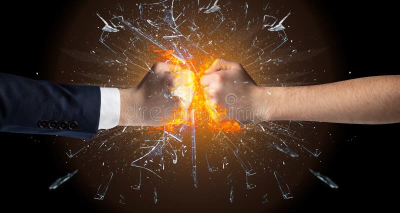 Fighting Hands Breaking Glass Stock Image - Image of glass, attack ...
