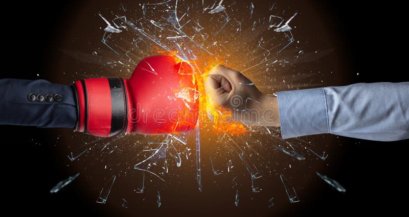 Fighting Hands Breaking Glass Stock Photo - Image of destroy, freedom ...