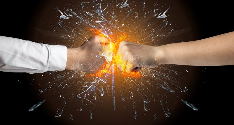 Fighting Hands Breaking Glass Stock Photo - Image of intense, impact ...